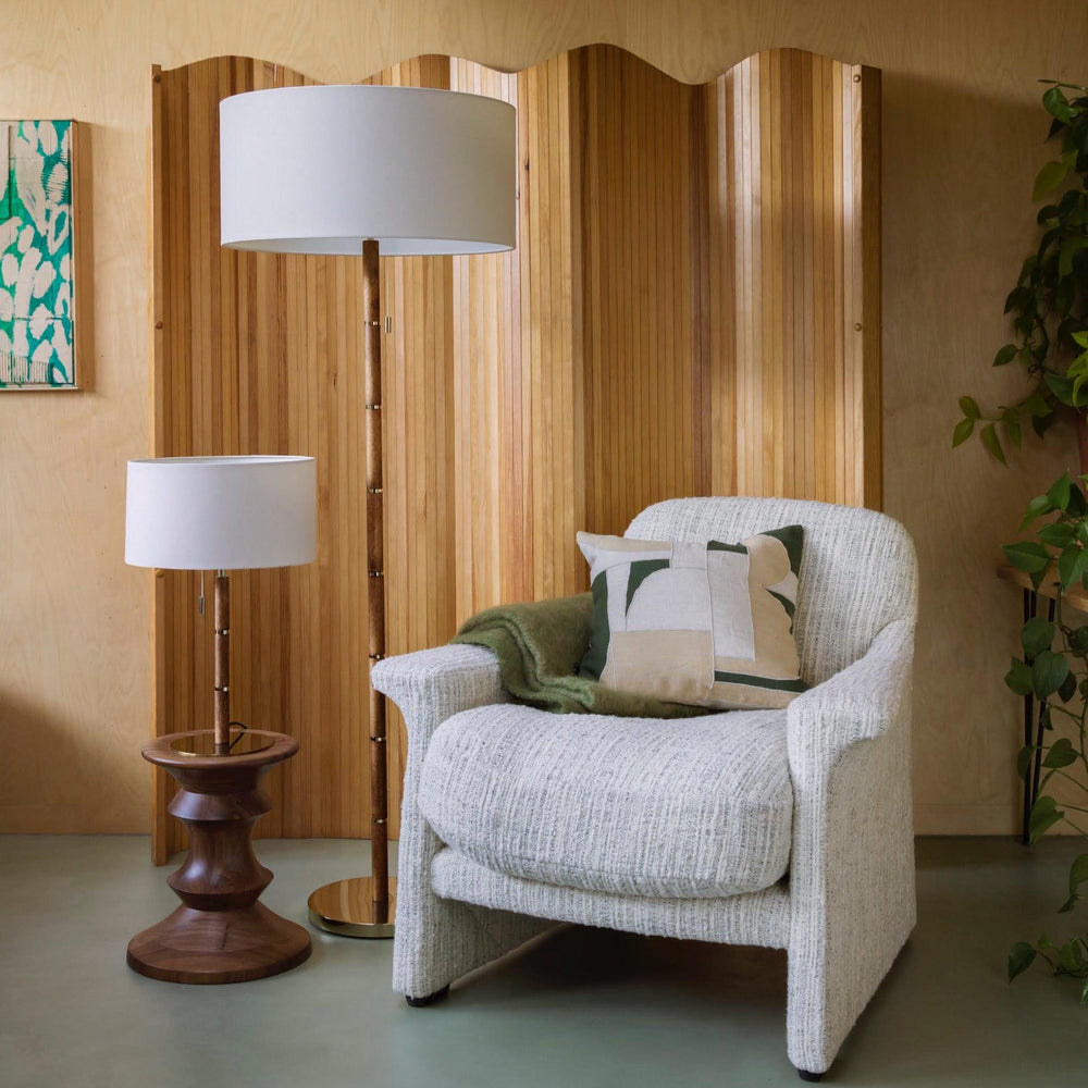 Houseof Wood and Brass Disk Table Lamp