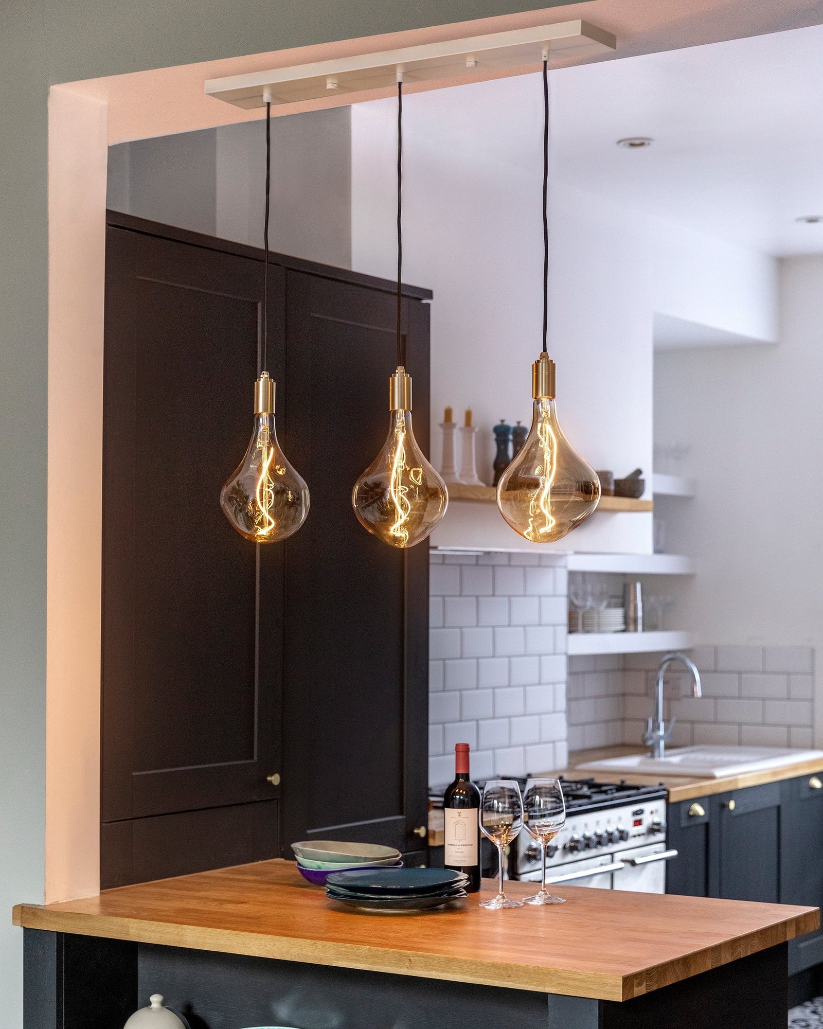 Tala Linear Triple Pendant Light with Voronoi II